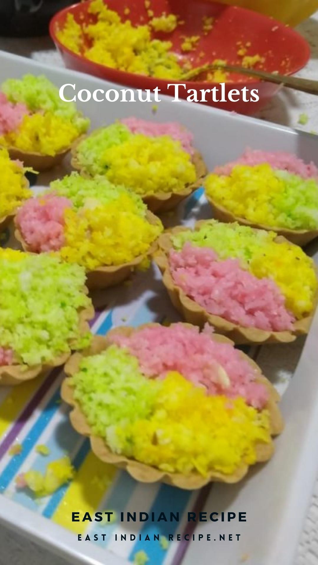 Coconut Tartlets - Colored Christmas Tarts - East Indian Recipes
